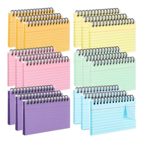 18 Pack Multicolor Index Cards with Clear Pvc Cover Screw Binding 3X5 ...