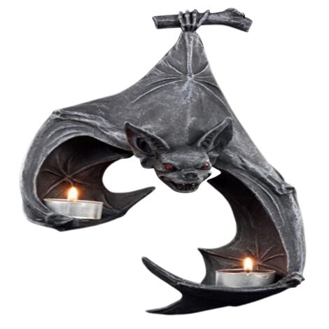 Halloween Bat-Shaped Candlestick Resin Hanging Garden Statue Sculptures ...