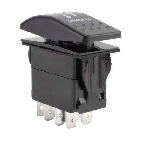 12V 20A Winch In Out ON-OFF-ON Rocker Switch 7 Pin LED blue