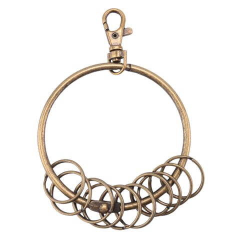 Bronze Tone Carabiner Prisoner Keyring 10 Loops Key Chain Ring 7.6cm