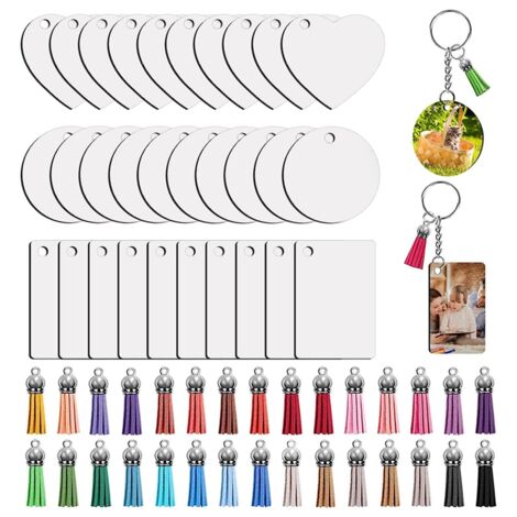 Sublimation Key Ring Blanks Set with Heat Transfer MDF Blank 3 Shapes ...
