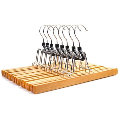 8 Piece Wooden Series Slack Hangers Non-Slip Wood Pants with 360 Degree ...