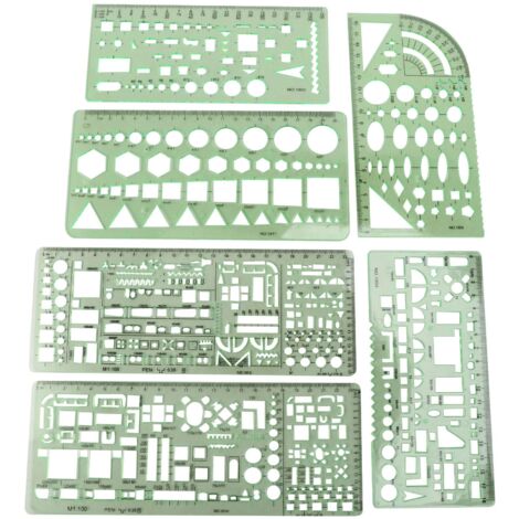 6 Pieces Plastic Measuring Templates Building Formwork Stencils Green