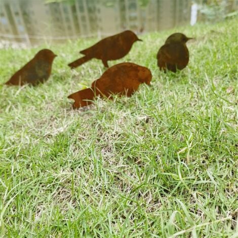 Rusty Birds Decoration, Metal Statues Lifelike Patinas Garden Ornaments ...