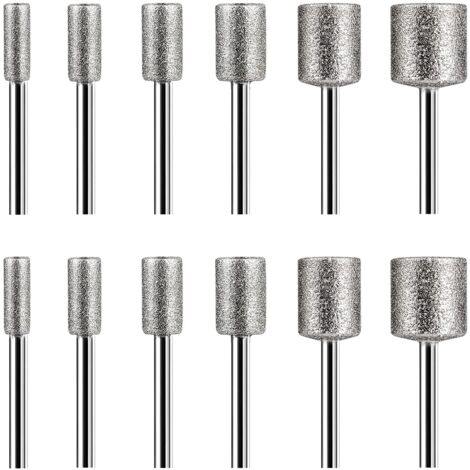 12PCS Diamond Burr Bits for Stone Rocks Ceramics Rotary Tools