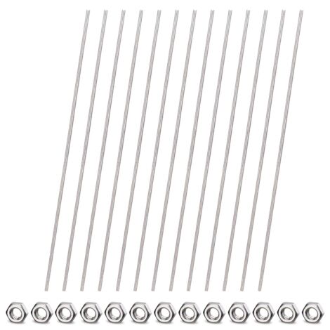 26pcs 8/32Inch Threaded Rods and Hex Nuts, 12Inch Stainless Steel Fully ...