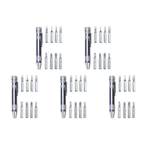 5pcs pen screwdriver set Aluminum alloy type Hand screw silver