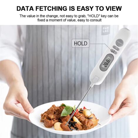 Digital Thermometer with Stainless Steel Probe, LCD Display for BBQ ...