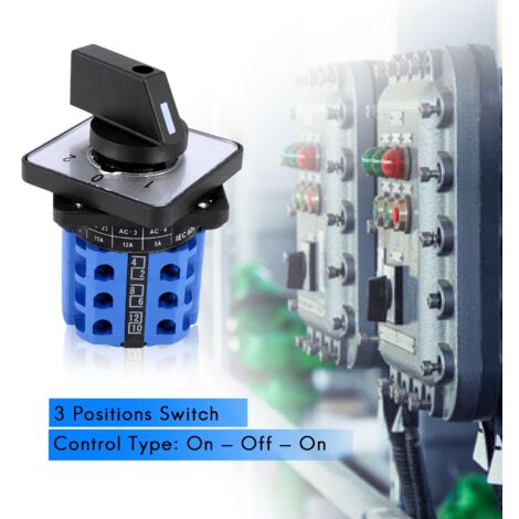 3 Positions On-Off-On Changeover Control Rotary Cam Switch 20A