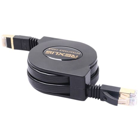REXLIS 5FT Cat7 RJ45 LAN Cable Adjustable Retractable Ethernet Flat ...