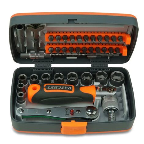 Precision Ratchet Screwdriver 38-Piece Set -V Bit with Universal Wrench ...