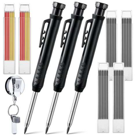 Woodworking Pencil Set, Deep Hole Mechanical Set with Retractable Draw ...