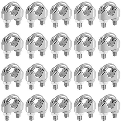 3/8 Inch Wire Rope Clamp, Heavy Duty M10 Stainless Steel Clamp,20 PCS