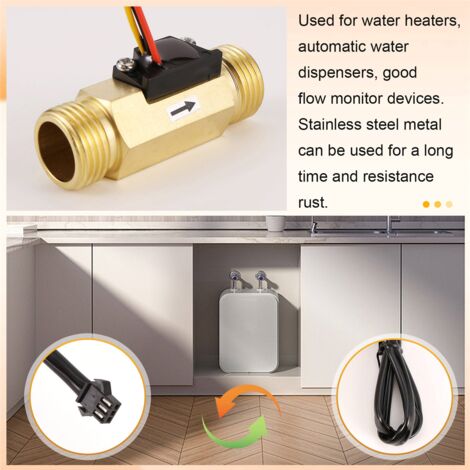 1/2PT Water Flow Sensor Switch Control Meter Flowmeter 1.5-30L/min