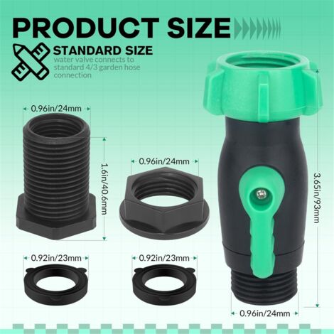 Rain Spigot Kit 2 Pack 180 Degree 3/4inch GHT Plastic Water Hose Shut ...
