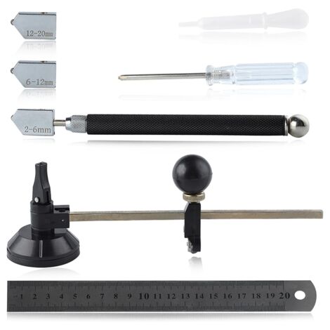 7 PCS Glass Cutter Tool Set Includes Adjustable Circular with Round ...