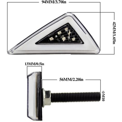2pcs Motorcycle Turn Light Signal Light Triangle Flush Mount LED Turn ...
