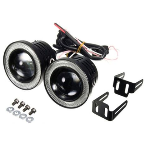 Pair 89mm/3.5 inch Car COB LED Angel Eyes Fog Light WITH Ring Lens ...