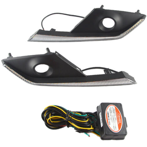 Car Daylight LED DRL Daytime Running Light Fog Lamp Cover With Turn Yellow Signal For Mazda CX3 ...