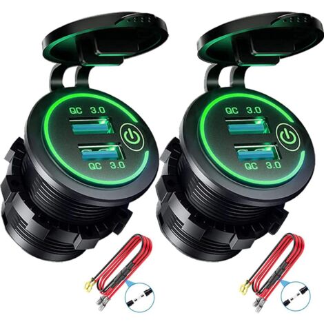 QC 3.0 Dual USB Charger Socket,Waterproof 12V/24V USB Outlet with Touch ...