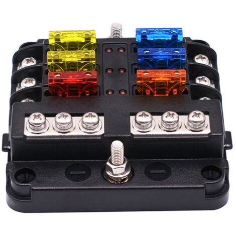 6-Way Fuse Block,with LED Indicator 12 Circuits for Dc 12/24V Car