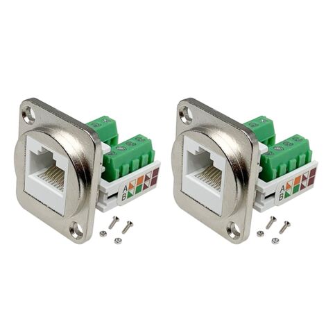 2PCS RJ45 Panel Mount Screw Terminal Adapter, RJ45/8P8C Female ...