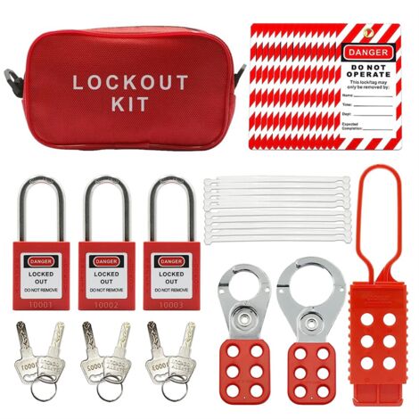 Lockout Tagout Kit -Lockout Tag, Nylon Tie, Storage Bag, RedSafety ...