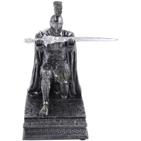 Knight Pen Holder with Helmet Statue Armor Roman Magnetic Phone Stand ...