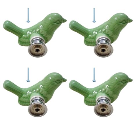 4Pack Green Cute Bird Design Cabinet Door Knobs, Ceramic Drawer Knobs ...