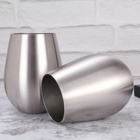 4PCS Stainless Steel Stemless Wine Glasses Kitchen Bar Unbreakable ...