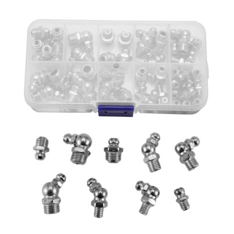 60Pcs Metric Grease Fittings Kit, M6 M8 M10 45 90 Degree Hydraulic Zerk ...