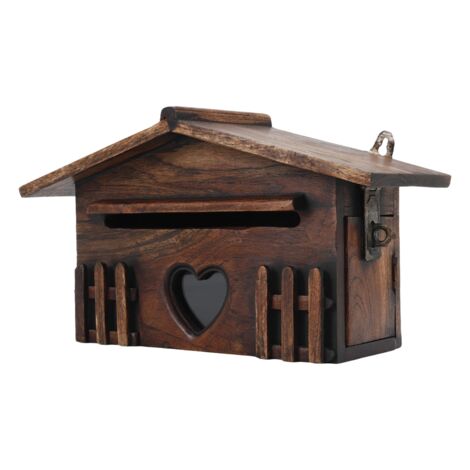 Retro Wooden Post Box Mailbox Outdoor Rainproof for Office Supplies