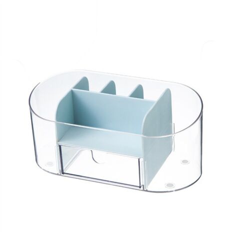 Clear Desk Organizer, Acrylic Pen Pencil Marker Holder, (Blue)
