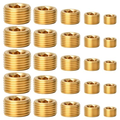 Male Internal Hex Thread Socket Pipe Plug Fitting Assortment Kit,C