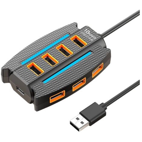 USB Expander for Laptop PC Keyboard Mouse Hard Disk Flash Drive Black