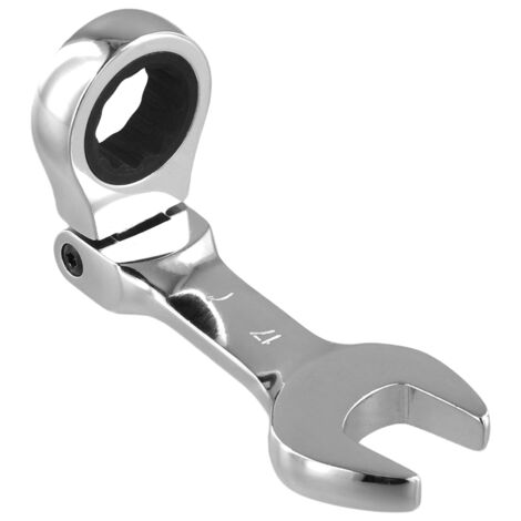 Short Handle Ratchet Wrench with Movable Head,Hardware Tool, 17mm