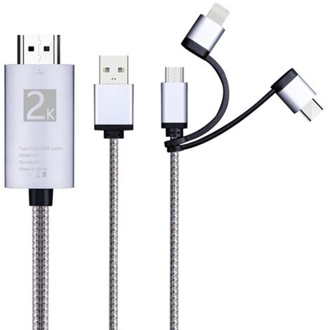 Micro-USB TYPE C to 2K HDTV TV Connector USB Adapter Cable for Monitor ...
