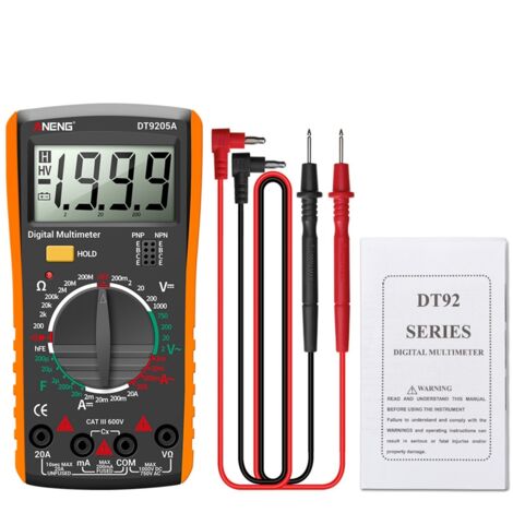 DT9205A Digital Multimeter Transistor Tester Yellow
