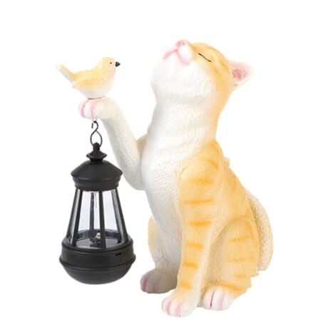 Solar Decor Animal Lamp Cute Resin Mini Cats Outdoor Lantern
