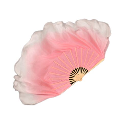 Pink Half Circle Double Fan Veils Silk Women Folk Dance Veil 1 Pair 2 ...