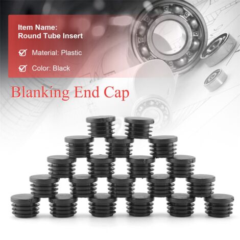 20 Pcs Black Plastic 25mm Dia Blanking End Caps Round Tube Insert