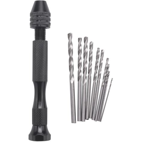 Mini mini Aluminum Hand Drill With Keyless Chuck +10x Twist Drills ...