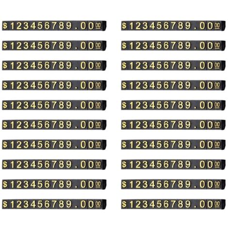 20 Sets Price Display Square Adjustable Tag for Counter Stand Number ...