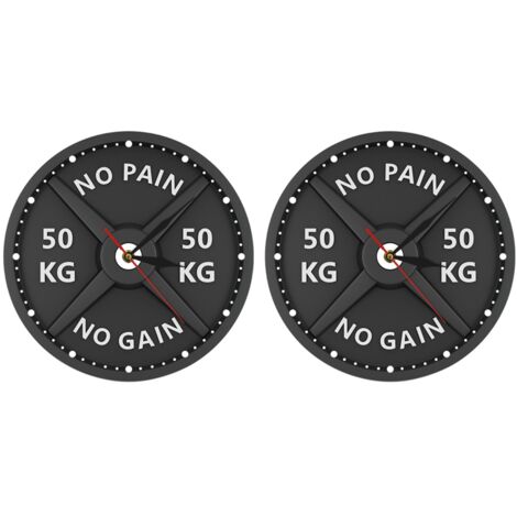 2X 50KG Print Wall Clock Circular Gym Weight Lifting Dumbbell ...
