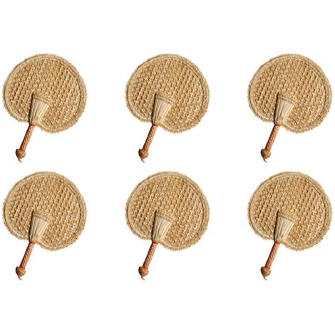 6X Hand-Woven Woven Straw Hand Fan Old Summer Natural Hand Fan ...