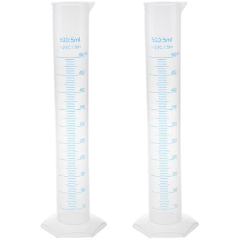 2X 500 Ml Plastic Transparent Graduated Tube.