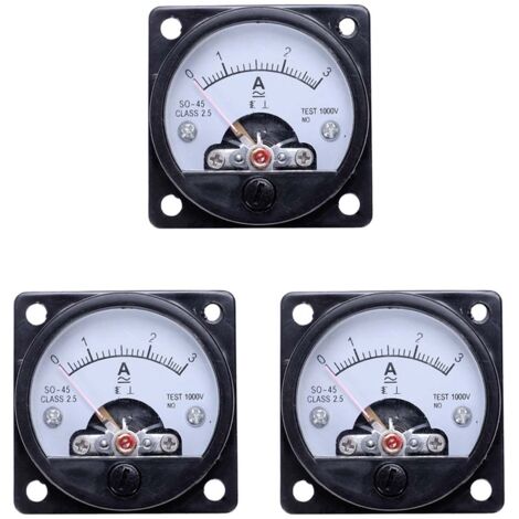 3X AC 0-3A Round Analog Panel Meter Current Measuring Ammeter Gauge Black