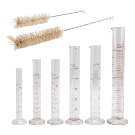Thick Glass Graduated Measuring Cylinder Set With Two Brushes