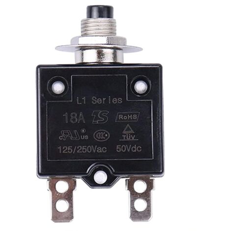 125-250V AC 50V DC Push Button Circuit Breaker 18A Thermal Overload ...