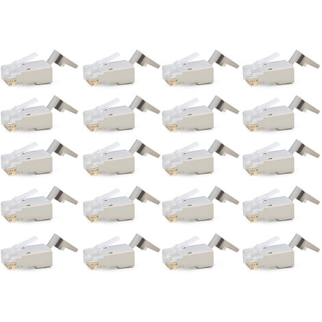 20 Pcs Cat6/6A RJ45 Pass Through Modular Plugs, Shielded (STP) External ...
